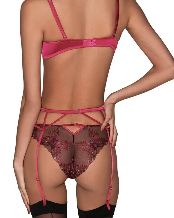 FLEUR DU MAL Butterfly Embroidery Balconette Bra - Cerise