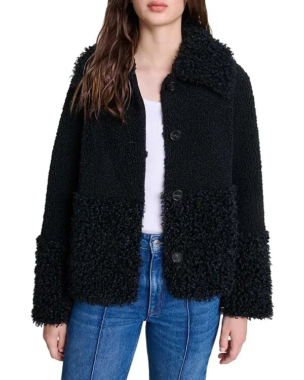 Maje Gipette Faux Fur Jacket - Black