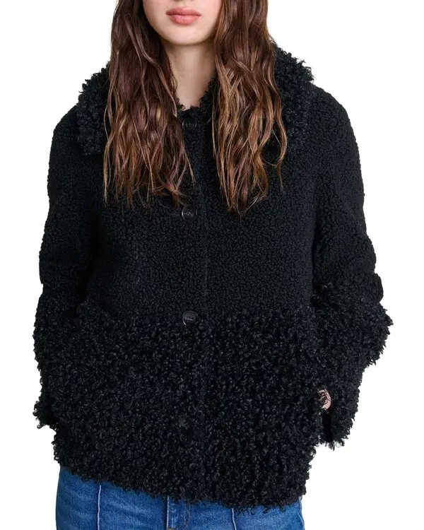 Maje Gipette Faux Fur Jacket - Black