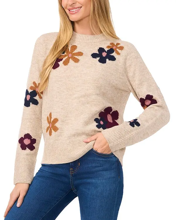 CECE DUPRAZ Floral Print Pullover Sweater