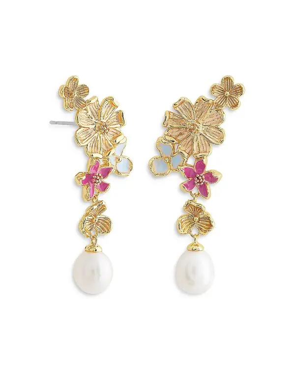 ANABEL ARAM Wildflower Cultured Pearl Drop Earrings - White/gold