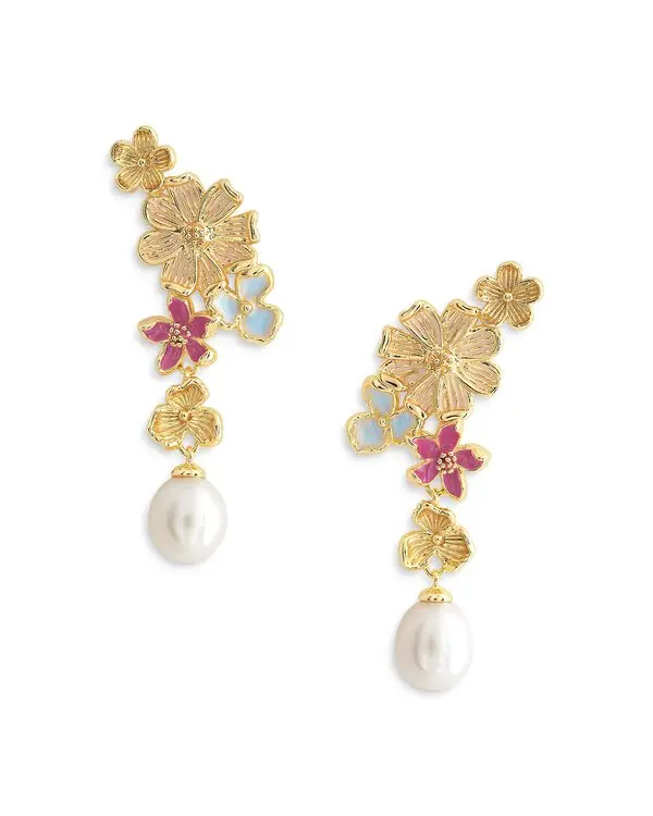 ANABEL ARAM Wildflower Cultured Pearl Drop Earrings - White/gold