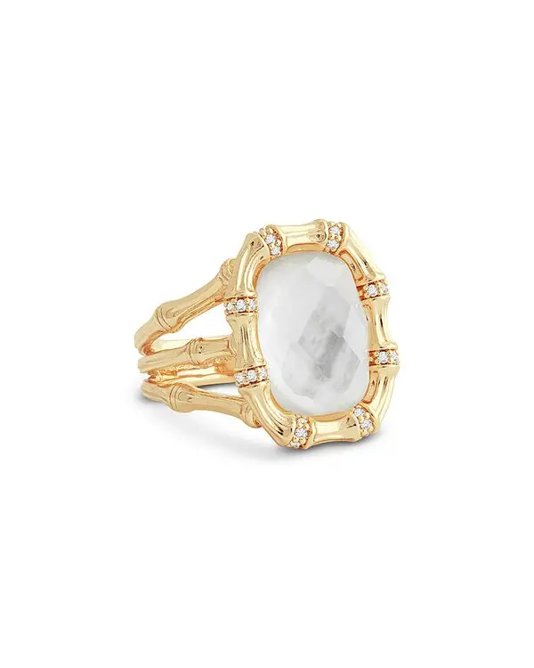 ANABEL ARAM Bamboo Stone Statement Ring - White/gold