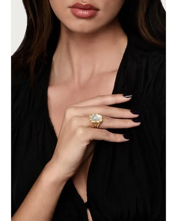 ANABEL ARAM Bamboo Stone Statement Ring - White/gold