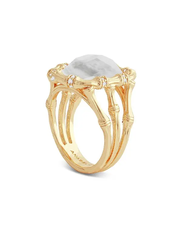 ANABEL ARAM Bamboo Stone Statement Ring - White/gold