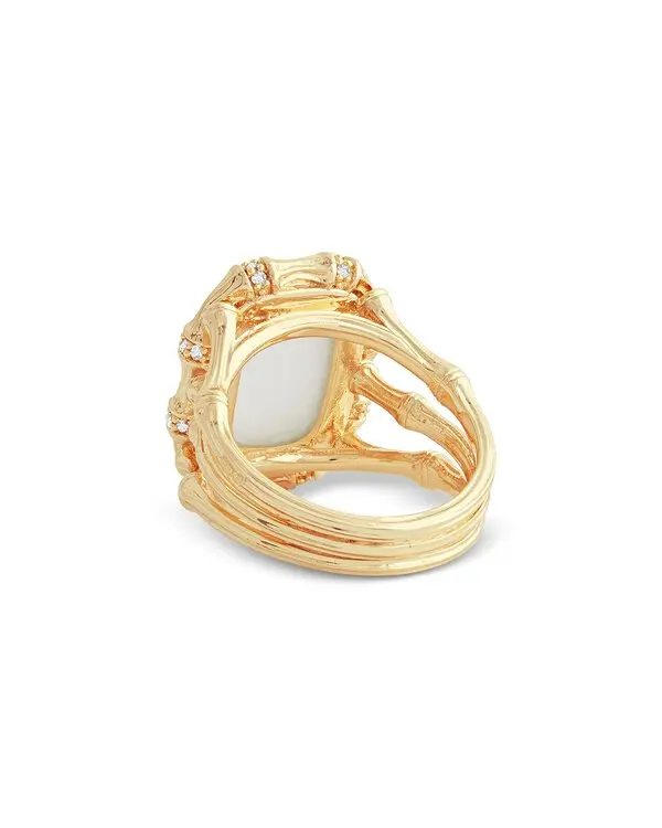 ANABEL ARAM Bamboo Stone Statement Ring - White/gold