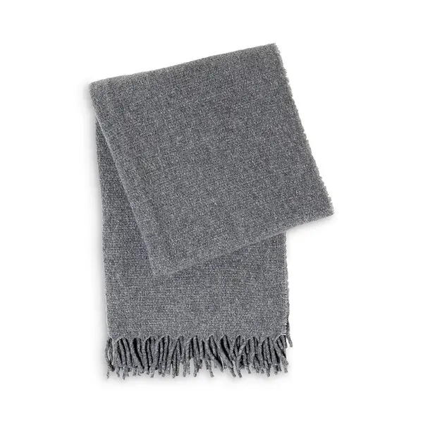Frette Boucle Silk, Wool, Cashmere Fringed Throw Blanket, 51 X 74 Exclusive - Light Grey