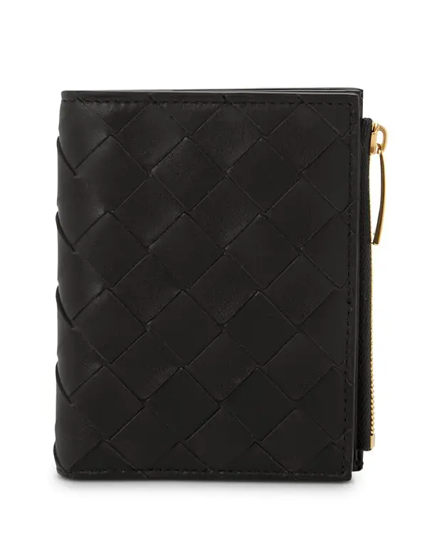 Bottega Veneta Intrecciato 15 Bi Fold Wallet - Black/gold