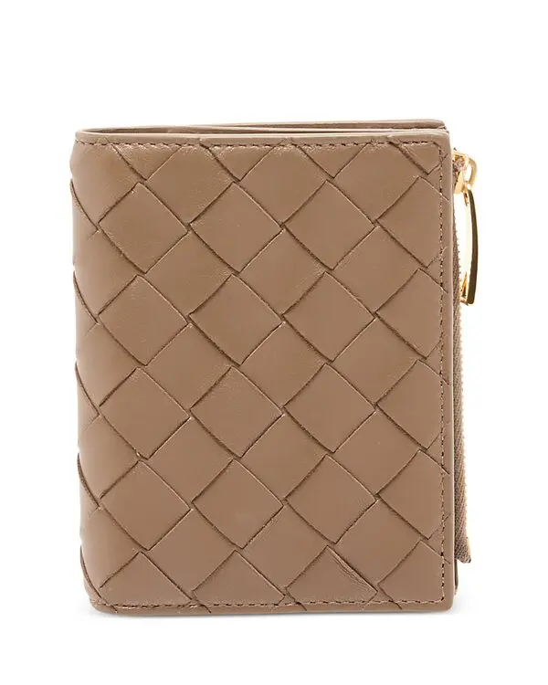 Bottega Veneta Intrecciato 15 Bi Fold Wallet - Pinecone/gold
