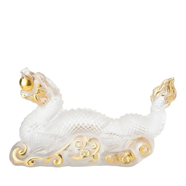 Lalique Tianlong Dragon, Clear Gold Stamped - Clear/gold