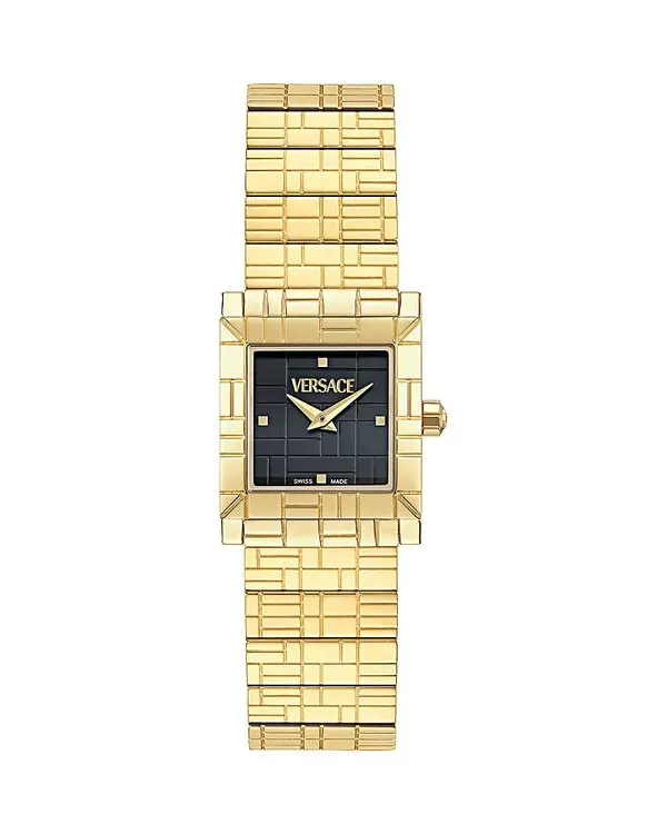 Versace Mosaic Watch, 22mm X 32mm - Black/gold
