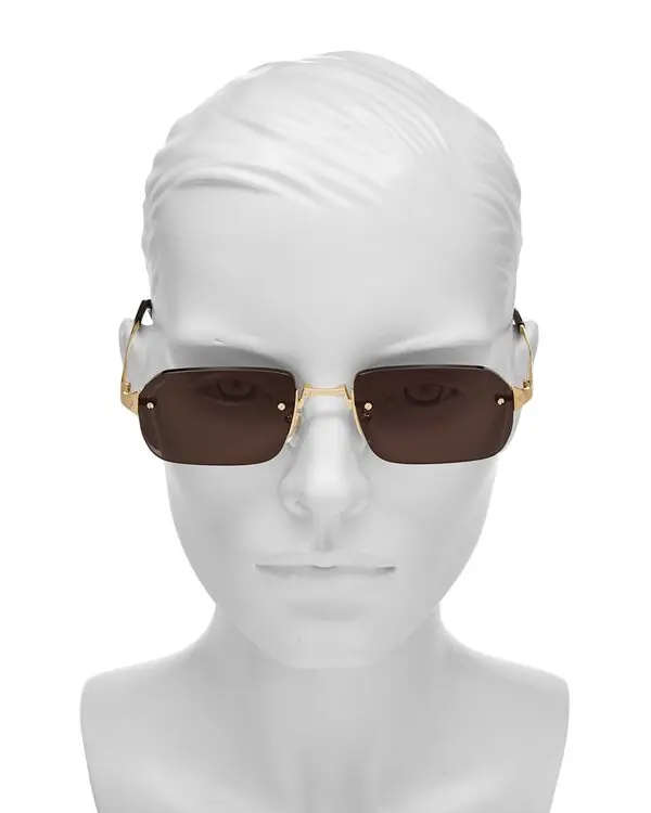 CARTIER 55mm Square Frame Sunglasses - Gold/brown Solid