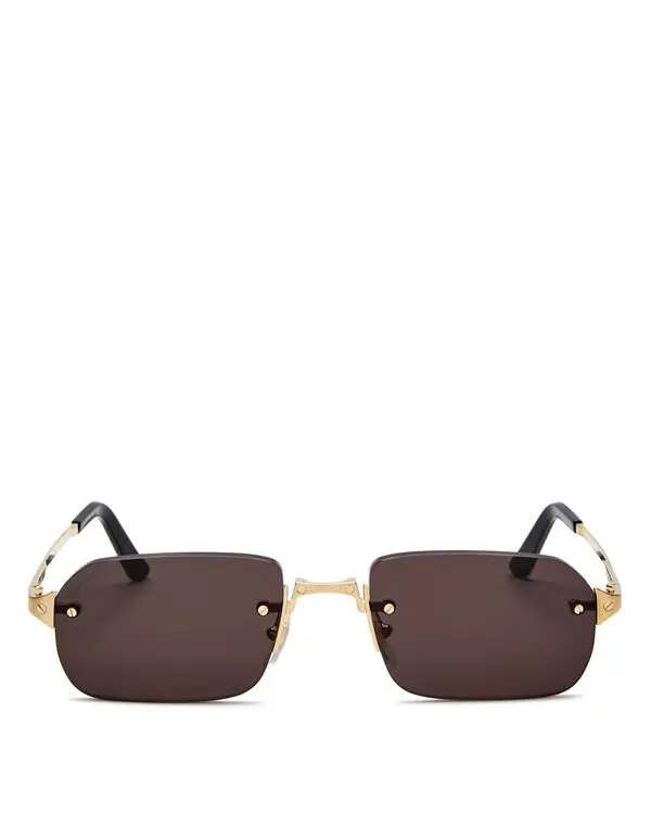 CARTIER 55mm Square Frame Sunglasses - Gold/brown Solid