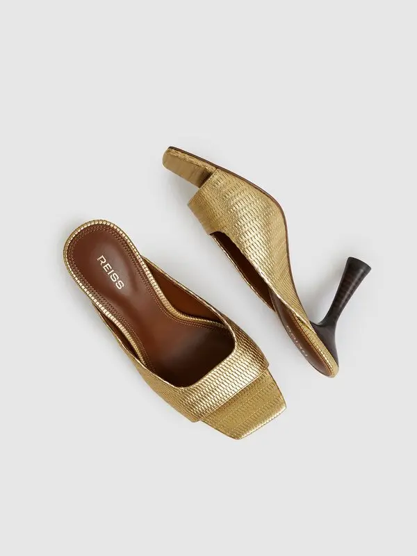 REISS Leather Heeled Mules