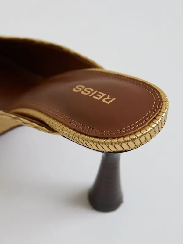 REISS Leather Heeled Mules