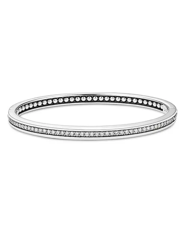 Lagos Sterling Caviar Spark Diamond Bangle Bracelet - Silver