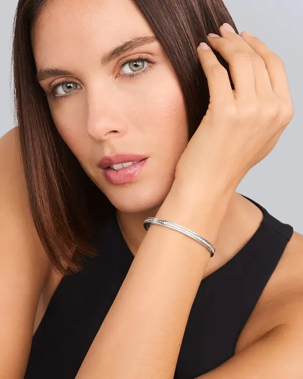 Lagos Sterling Caviar Spark Diamond Bangle Bracelet