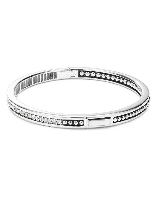 Lagos Sterling Caviar Spark Diamond Bangle Bracelet