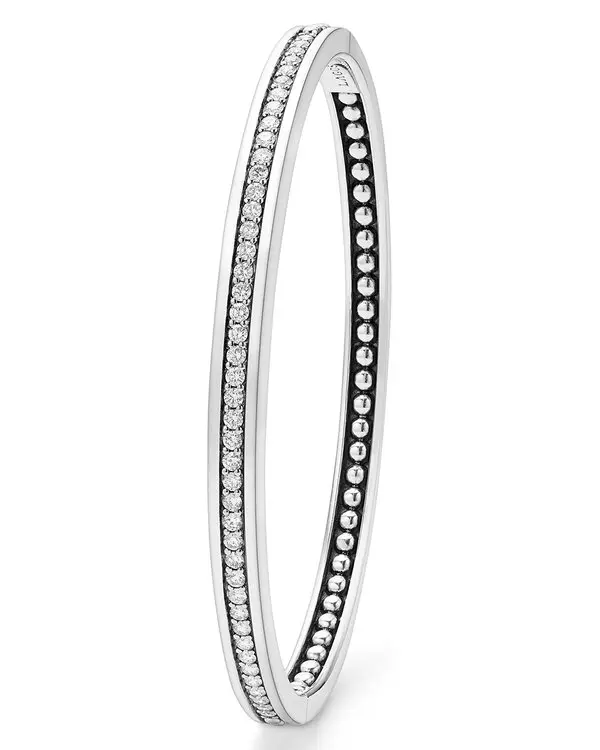 Lagos Sterling Caviar Spark Diamond Bangle Bracelet