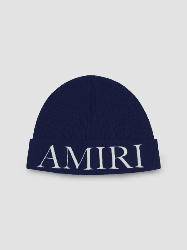 Amiri Logo Wool Beanie - Mid Blue