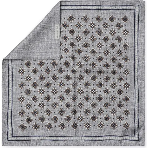 JACK VICTOR Anwoth Reversible Silk Pocket Square - Grey