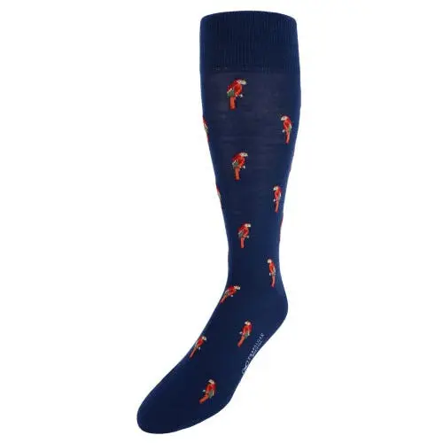 Trafalgar Polly The Parrot" Merino Wool Mid-calf Socks - Navy