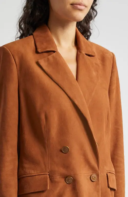 L'Agence Aimee Relaxed Fit Double Breasted Suede Blazer