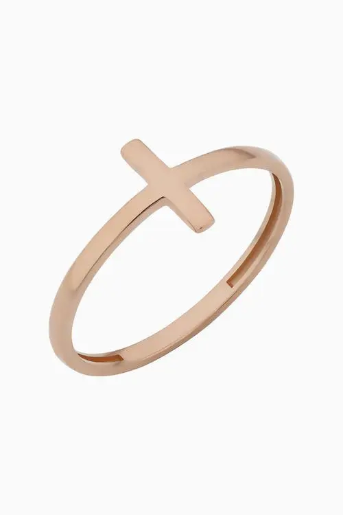ORADINA 10k Cross Ring - Rose Gold