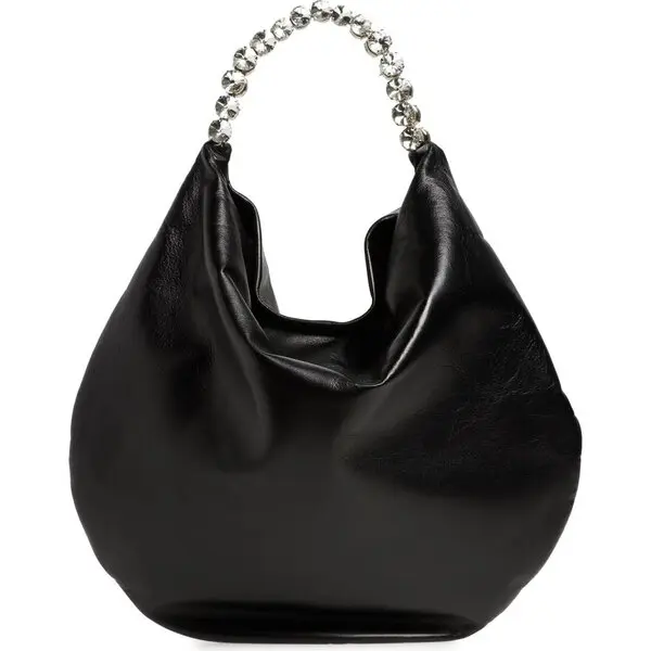 L’ALINGI Large Leather Hobo Bag With Crystal Handle