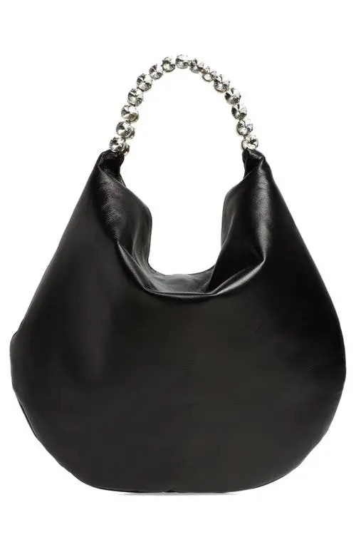 L’ALINGI Large Leather Hobo Bag With Crystal Handle