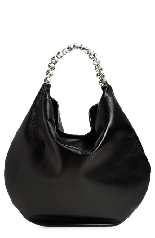 L’ALINGI Large Leather Hobo Bag With Crystal Handle