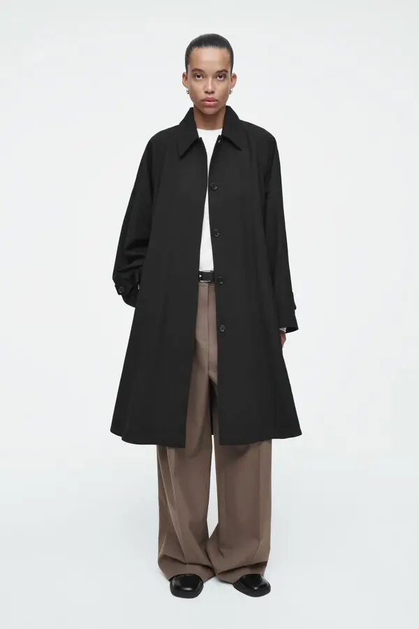 Cos Voluminous Swing Trench Coat In Black - 40% Off | Editorialist