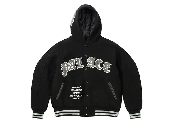 PALACE Hooded Varsity Jacket - Black