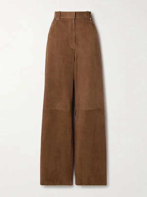 Loewe Paneled Suede Wide-leg Pants