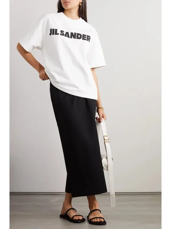 JIL SANDER Printed Cotton-jersey T-shirt - Neutrals