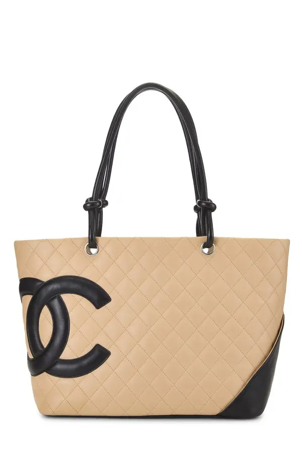 Chanel Cambon Quilted Calfskin Tote - Beige