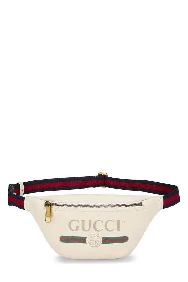 Gucci Leather Logo Printed Belt Bag - White