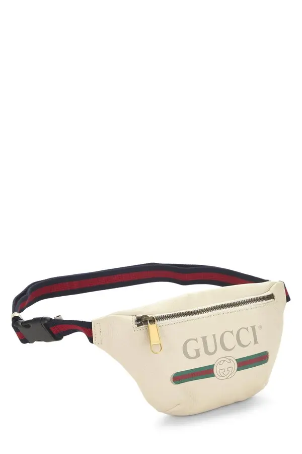 Gucci Leather Logo Printed Belt Bag - White