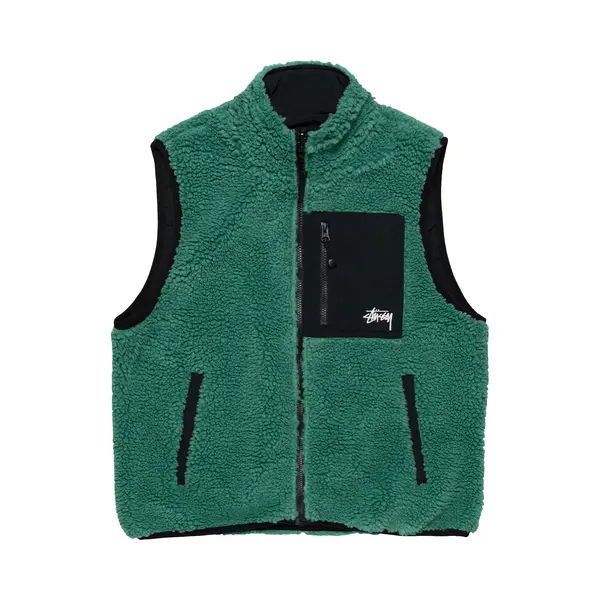 StÜssy Sherpa Reversible Vest - Green