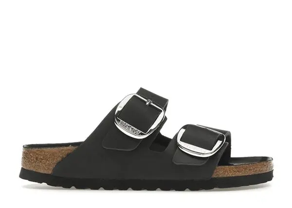 BIRKENSTOCK Arizona Big Buckle Oiled Leather Sandals - Black