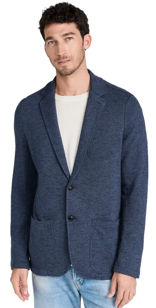 Faherty Brand Inlet Knit Blazer - Deep Navy Melange