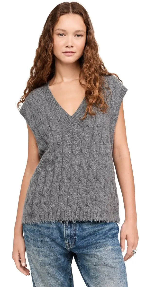 RE/DONE Cashmere Cable Knit Vest