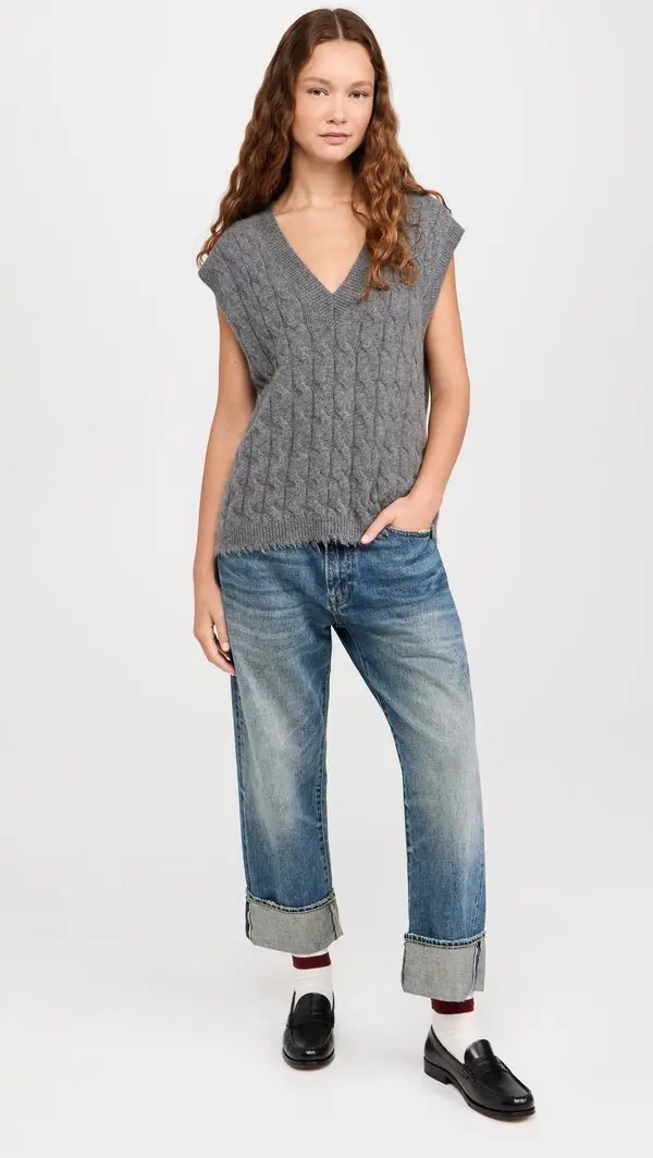 RE/DONE Cashmere Cable Knit Vest