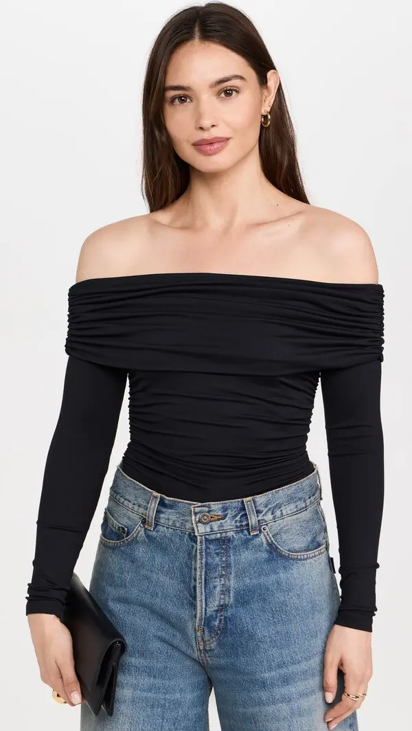 Susana Monaco Off-shoulder Gathered Top - Black