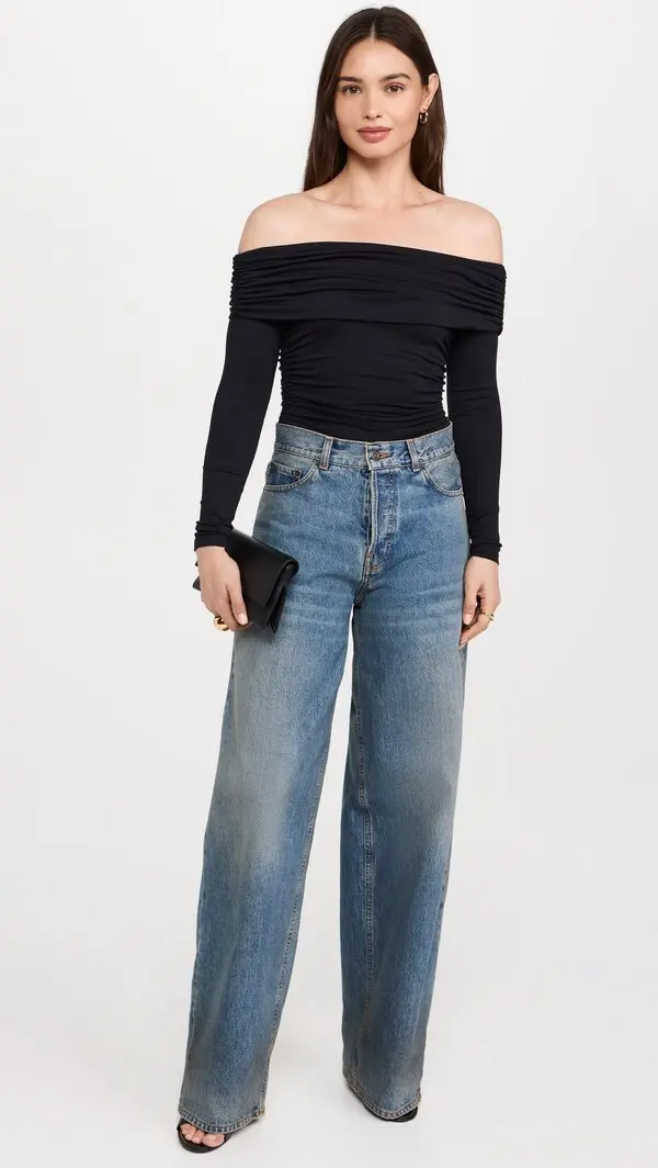 Susana Monaco Off-shoulder Gathered Top - Black