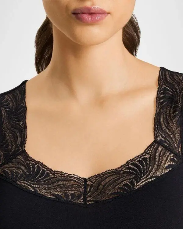 Hanro Cotton Delight Lace-trimmed Tank Top - Black