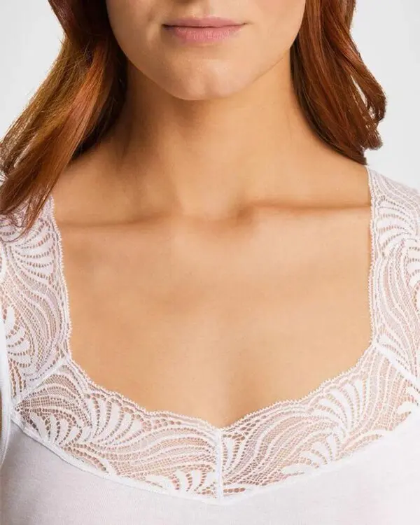 Hanro Cotton Delight Lace-trimmed Tank Top - White