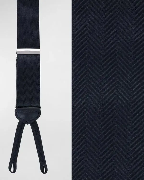 Trafalgar Herringbone Silk Braces - Black