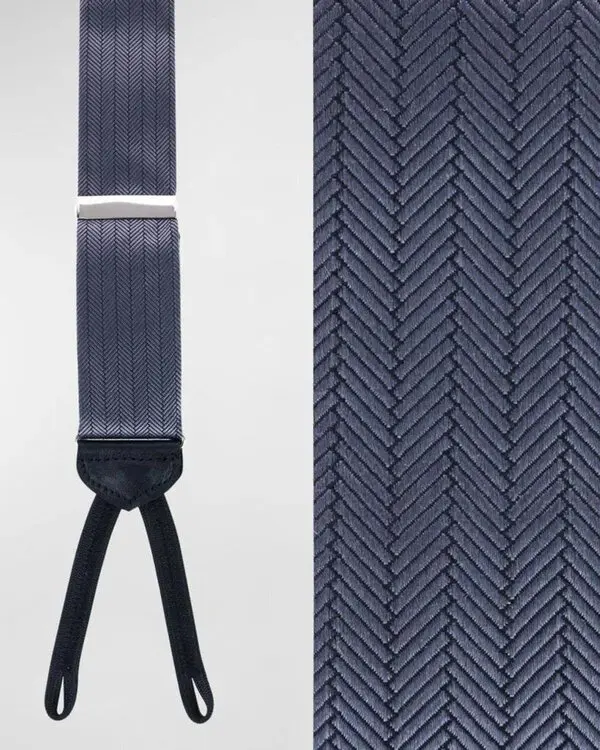 Trafalgar Herringbone Silk Braces - Pewter