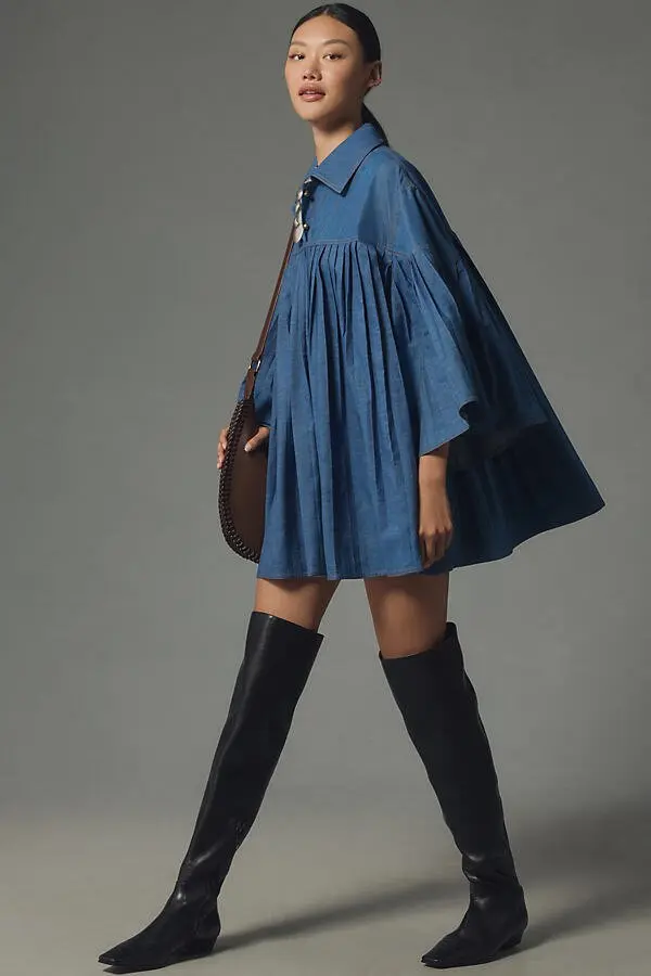 Forever That Girl Katherine Denim Swing Mini Dress In Blue - 68% Off |  Editorialist